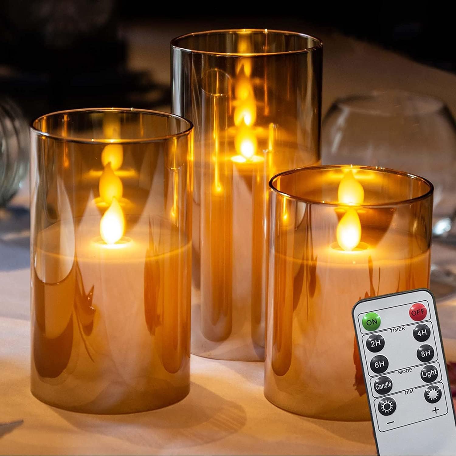 Buy XERGY Acrylic Glass Battery Operated Flameless Led Candles (Pack Of ...