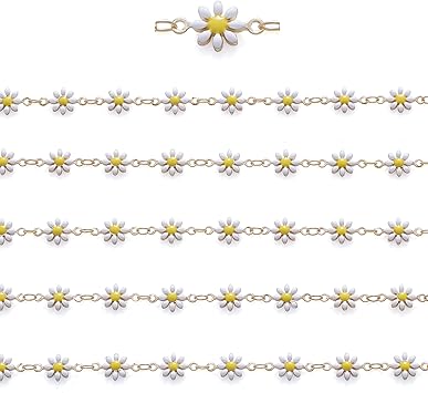 Amazon.com: 6.56 Feet Daisy Link Chains 2 Meter Handmade Gold Plated ...