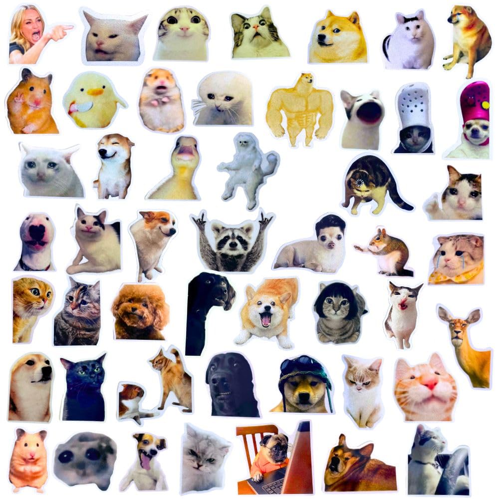 Amazon.com: 50 PC Funny Meme Animal Stickers Bulk Pack TikTok Dog Cat ...
