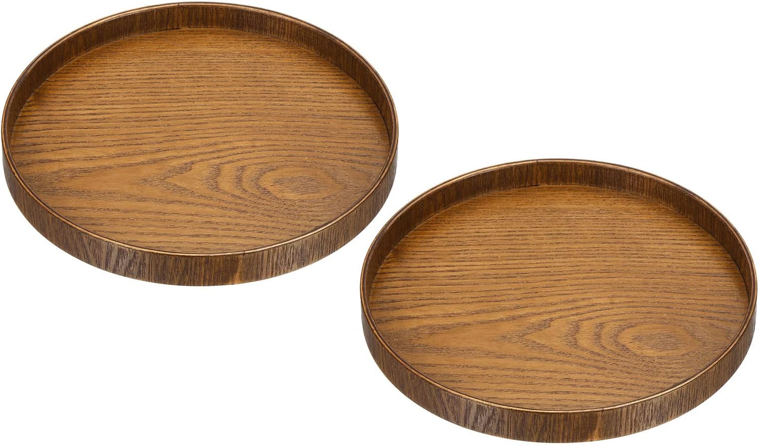 Amazon.com: Sintuff 6 Pcs Rustic Wood Decorative Tray Round Wooden ...