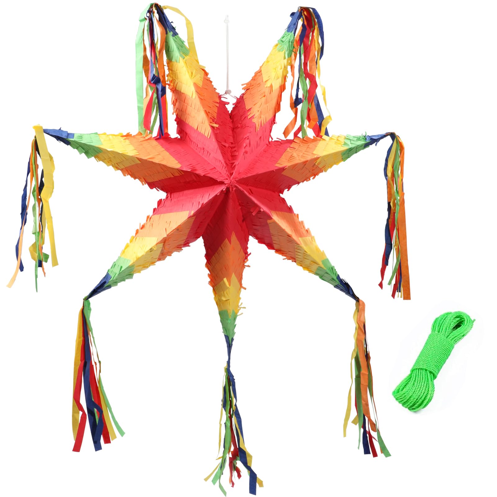 Piñata, Mexican Piñata, Collapsible Seven-Pointed Star Rainbow Piñata ...