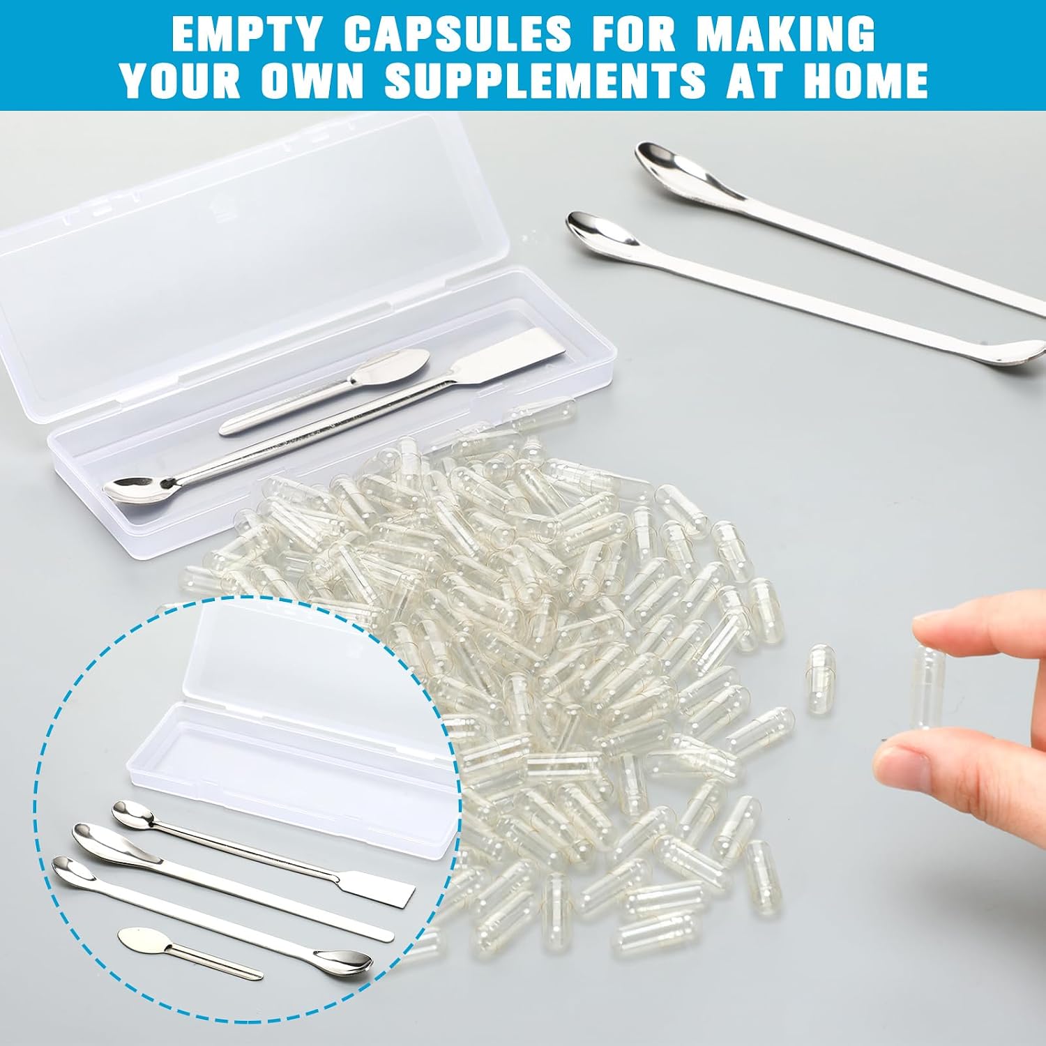 Timgle 2000 cápsulas vacías de tamaño 0 cápsulas vacías con cuchara de ...