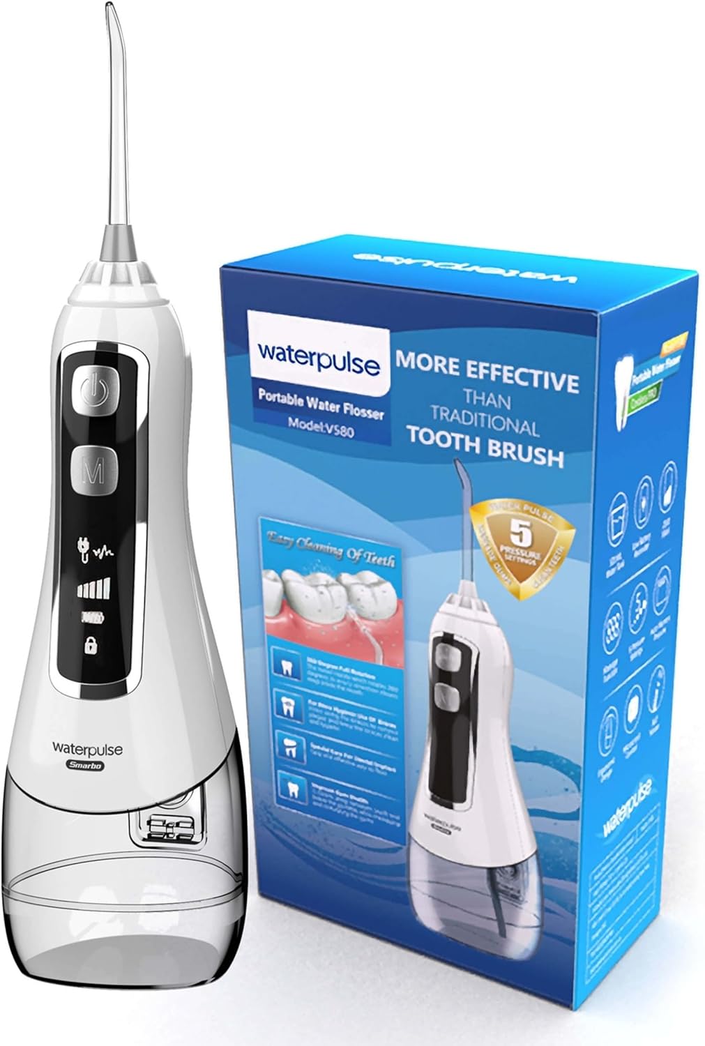 Portable Water Flosser - WATERPULSE Oral Irrigator 320ML, IPX7 ...