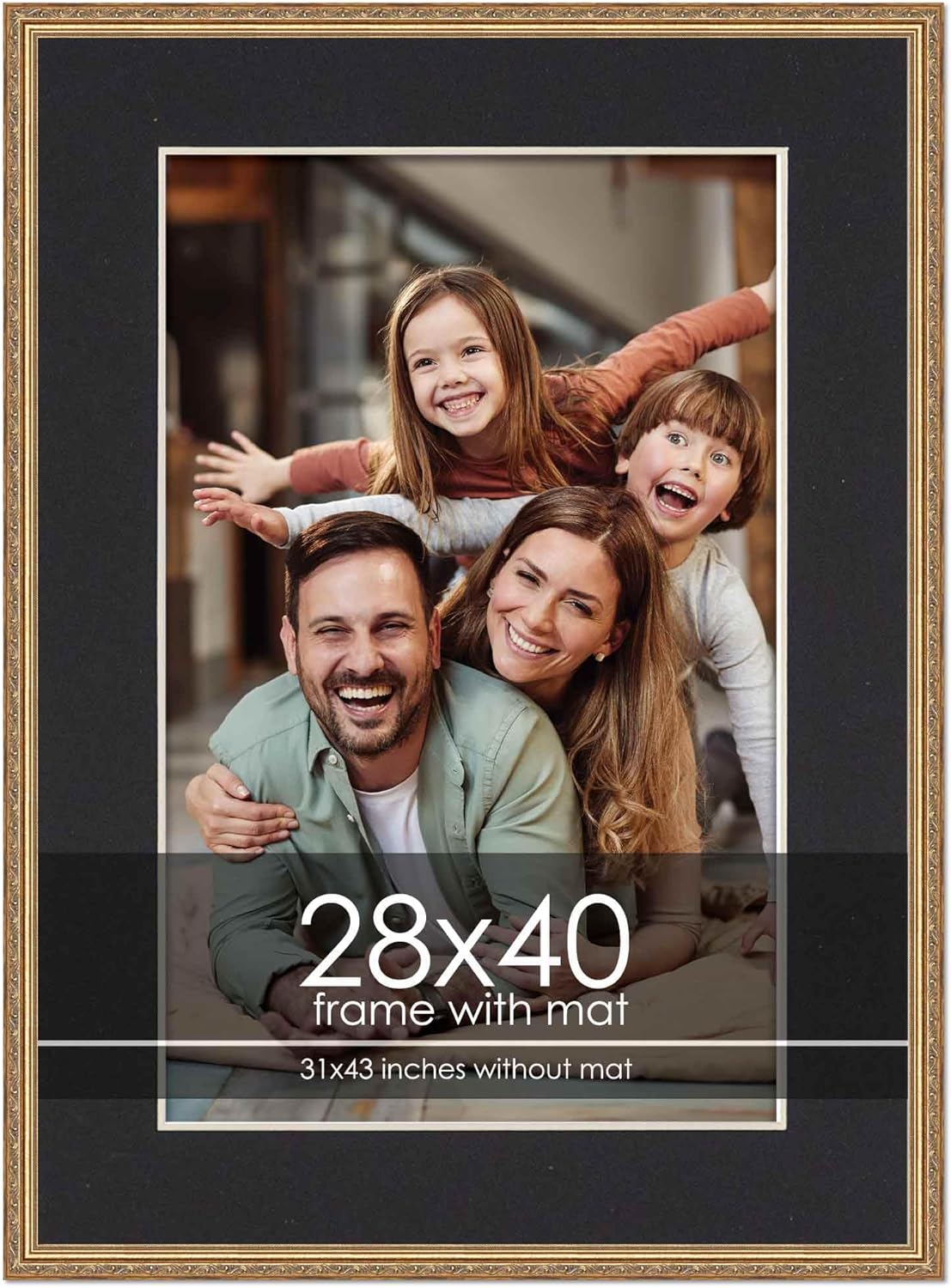 Amazon.com - 28x40 Frame with Mat - Antique Gold 31x43 Frame Wood Made ...