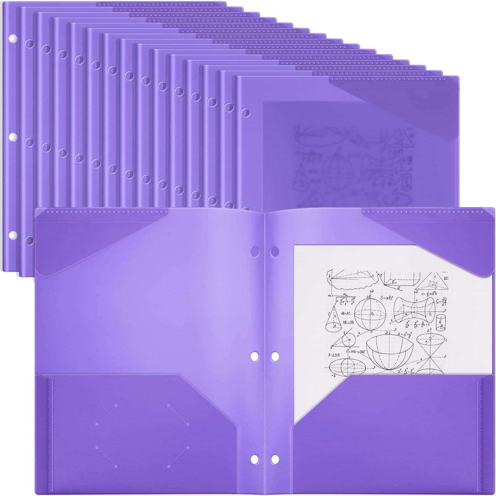 Amazon.com : Yeaqee 50 Pieces Transparent Plastic Folder with 3 Holes ...