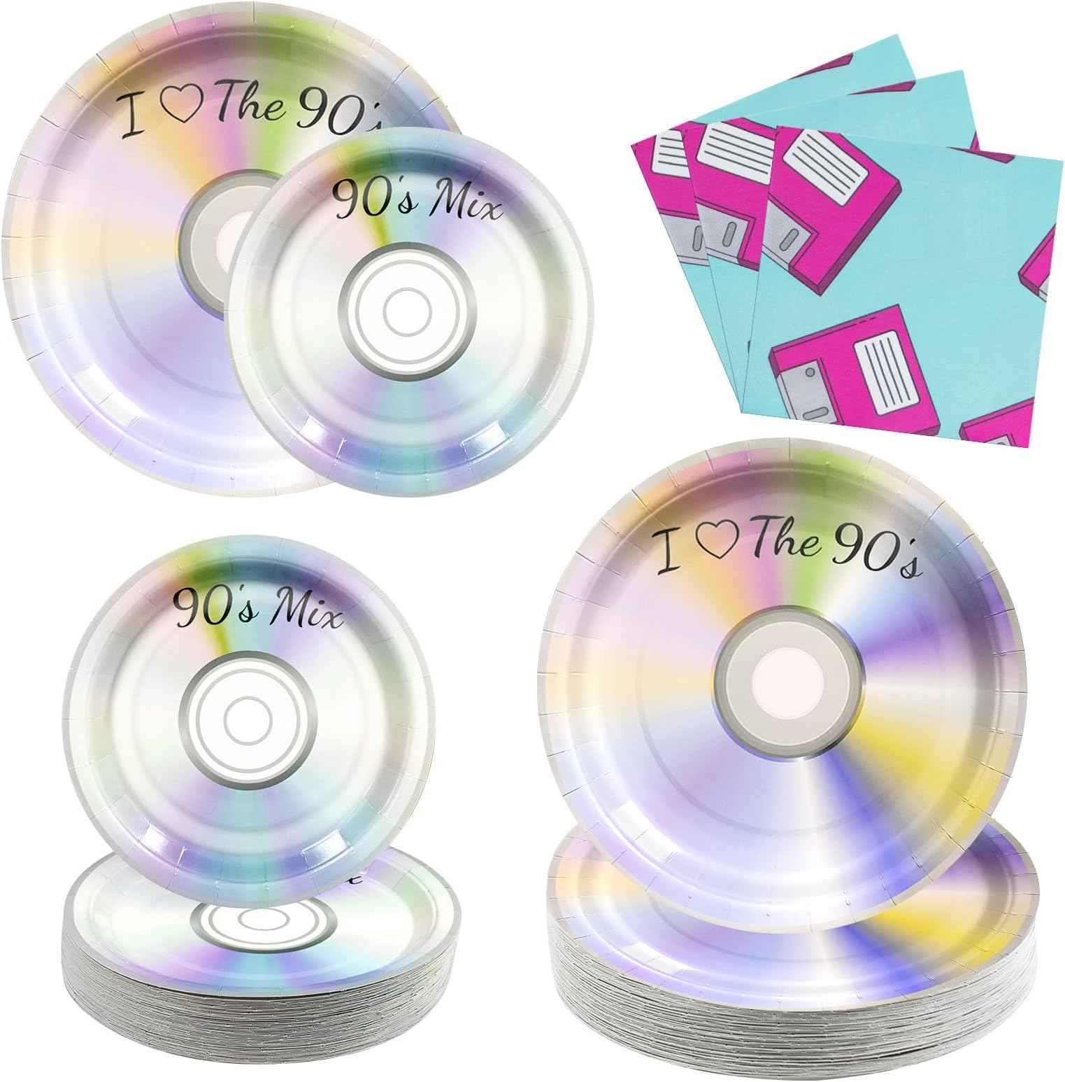 Amazon.com: BLUE PANDA I love the 90s Paper Plates for 1990s Hip Hop ...