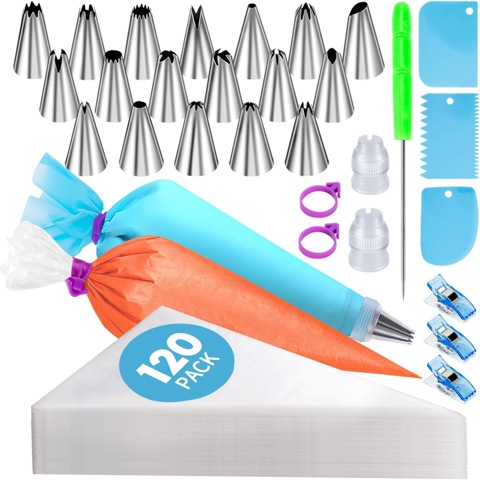 Amazon.com: ANSLYQA 125 Pcs Piping Bags and Tips Set, with 48 Numbered ...