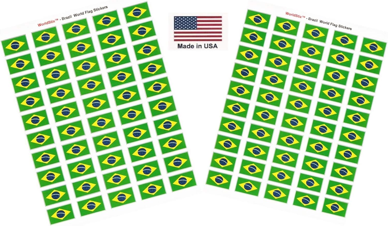 Amazon.com: 100 Brazil Flag Stickers; American Made Decals Measure 1.5 ...