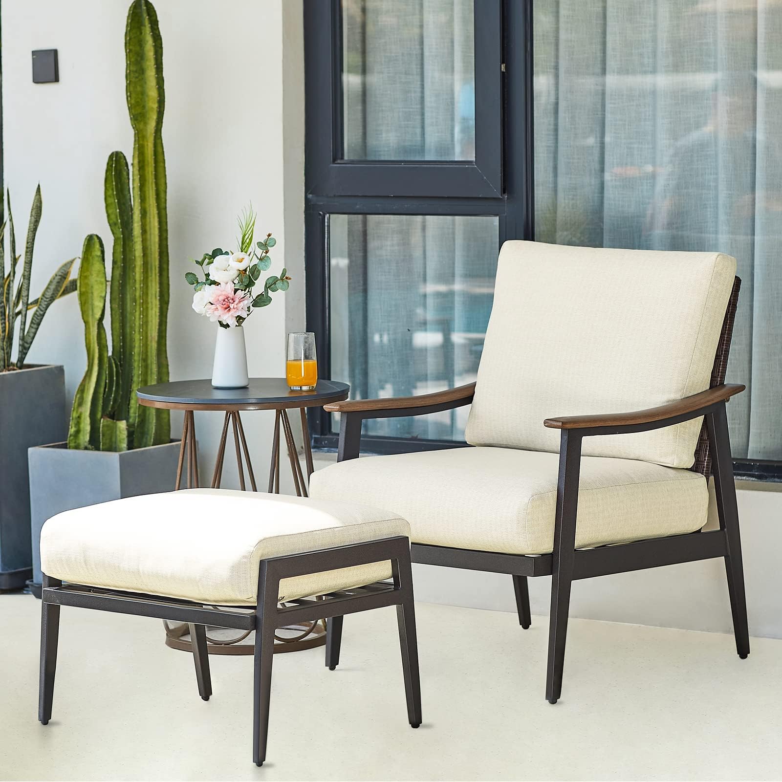 Amazon.com : Outsunny 2-Piece Patio Furniture Set with 1 Armrest Single ...