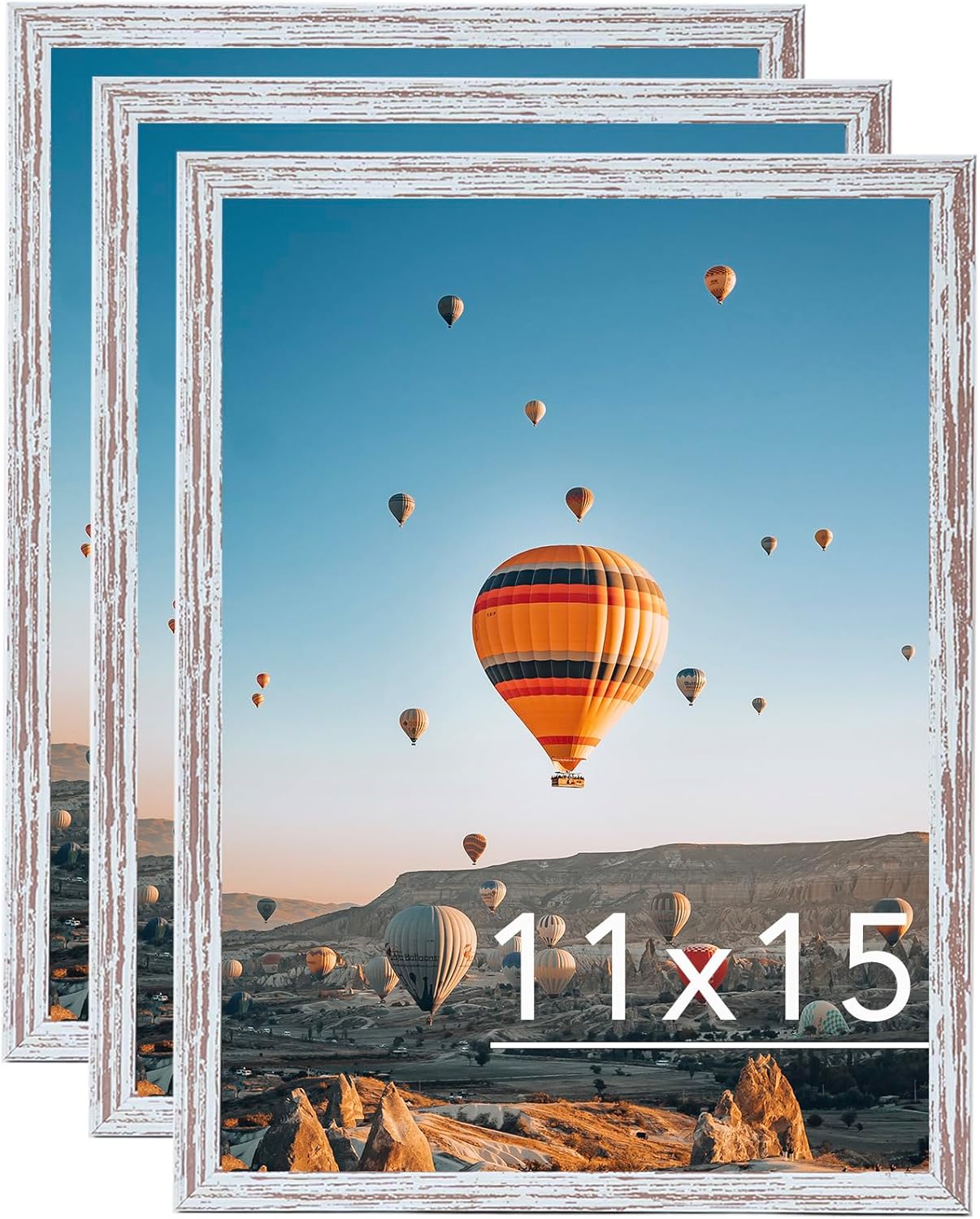 Amazon.com: JCJMY 11x15 Rustic White Picture Frame Set of 3, Horizontal ...