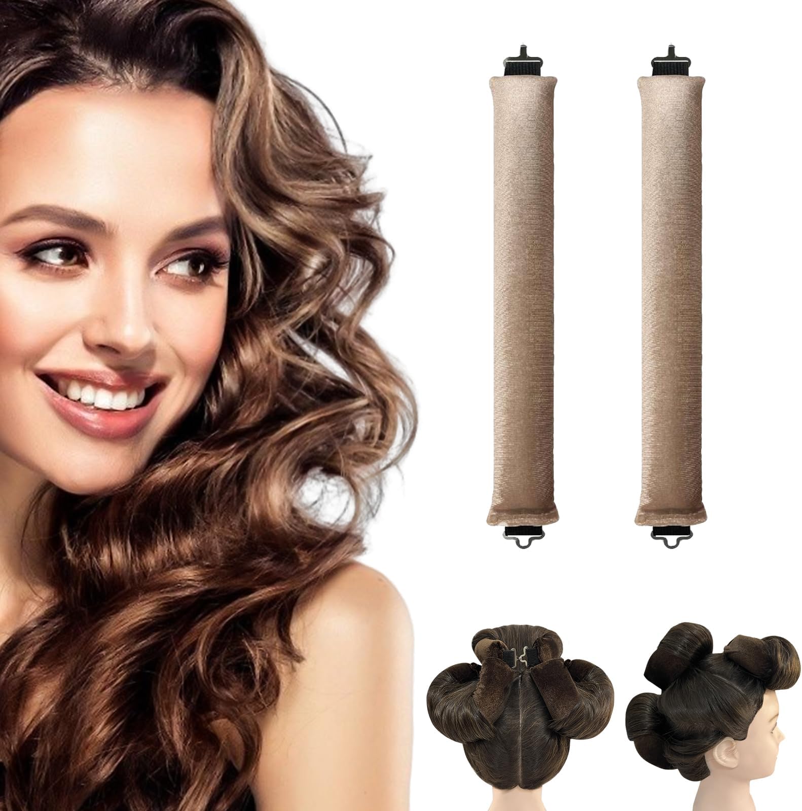 Amazon.com : Hair Curlers No Heat, 2PCS Overnight Curls Blowout Rods ...