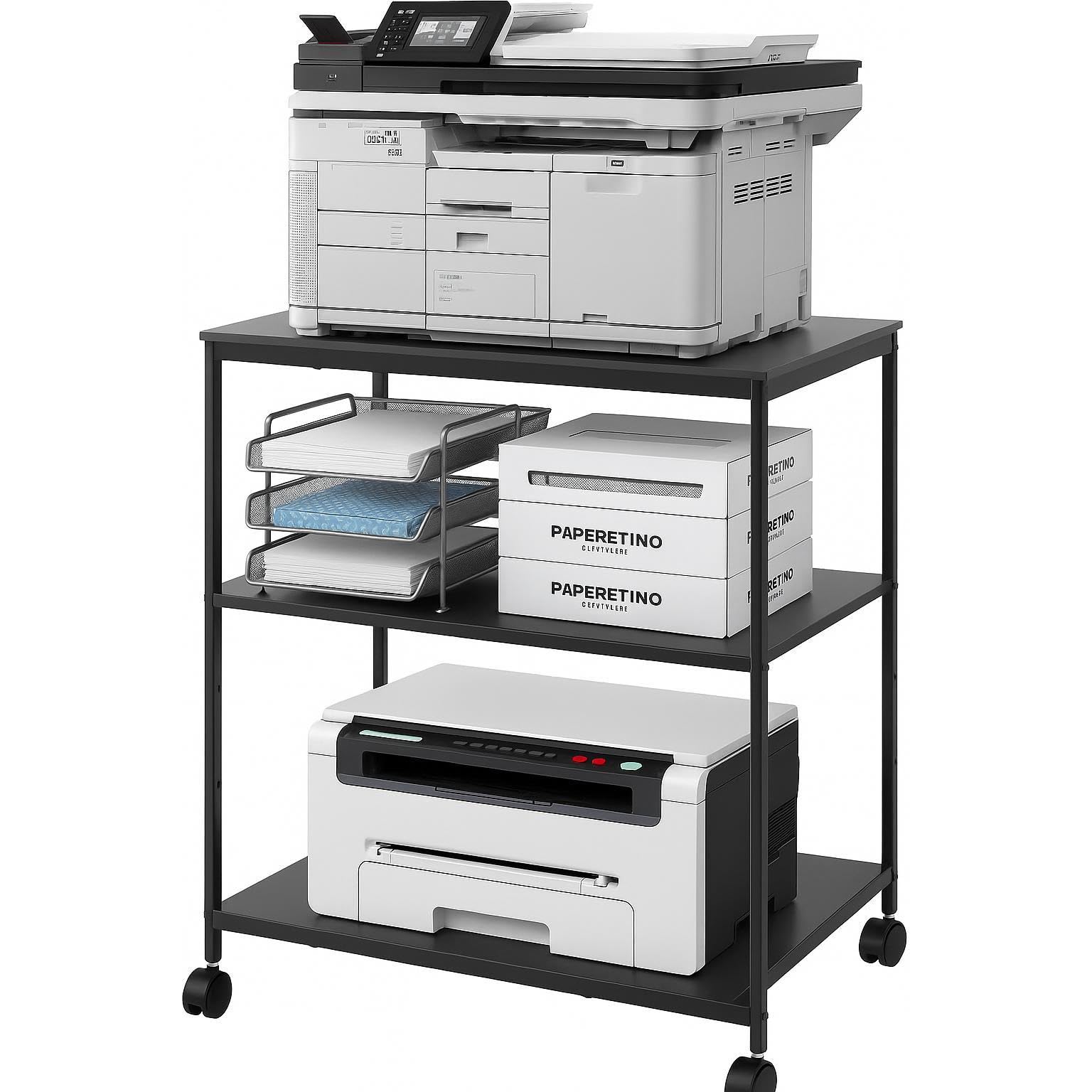 Rolling Printer Stand Two Printers EMERIT 3-Tier Printer Stand For ...