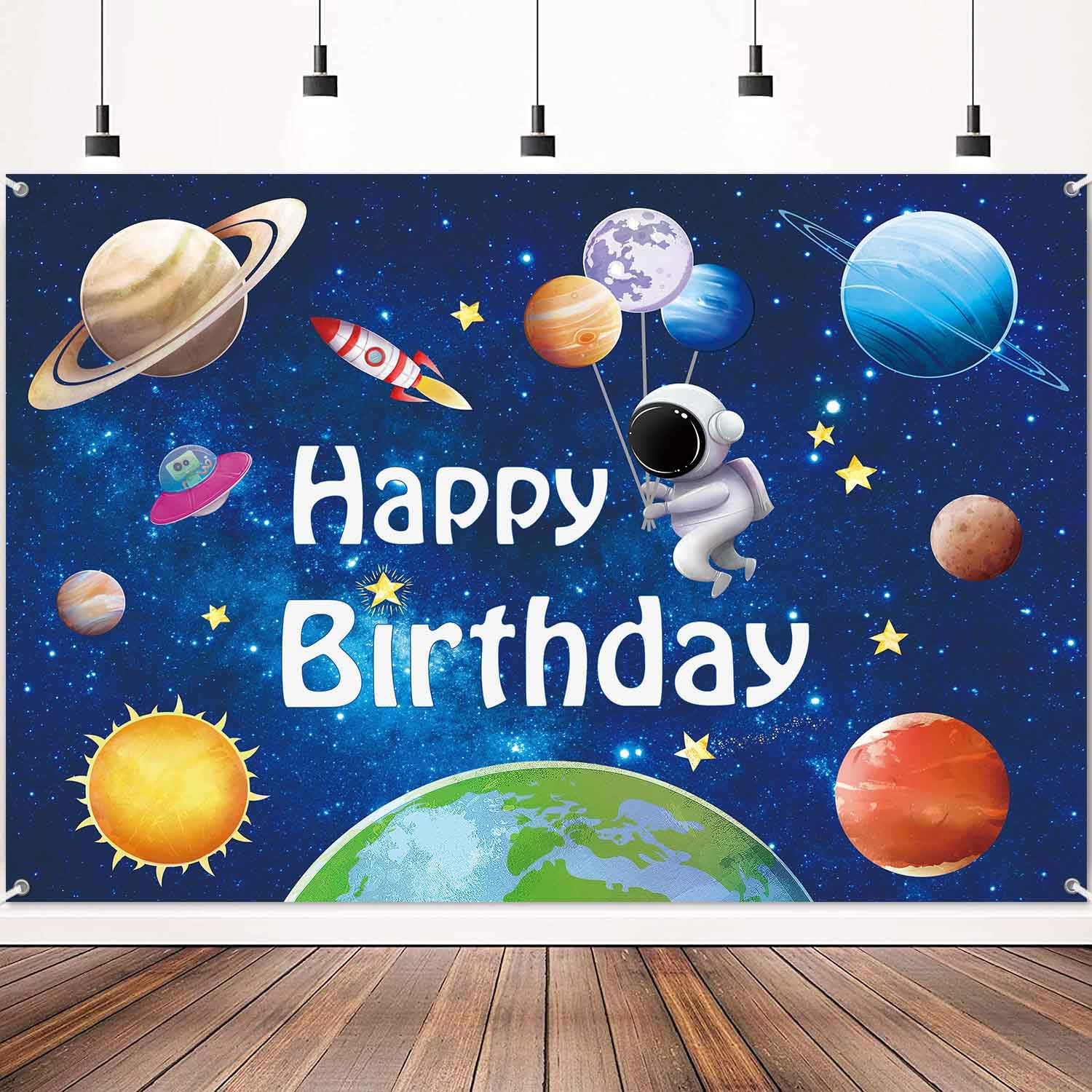 Amazon.com : LDWLYW Space Birthday Backdrop Space Theme Birthday ...