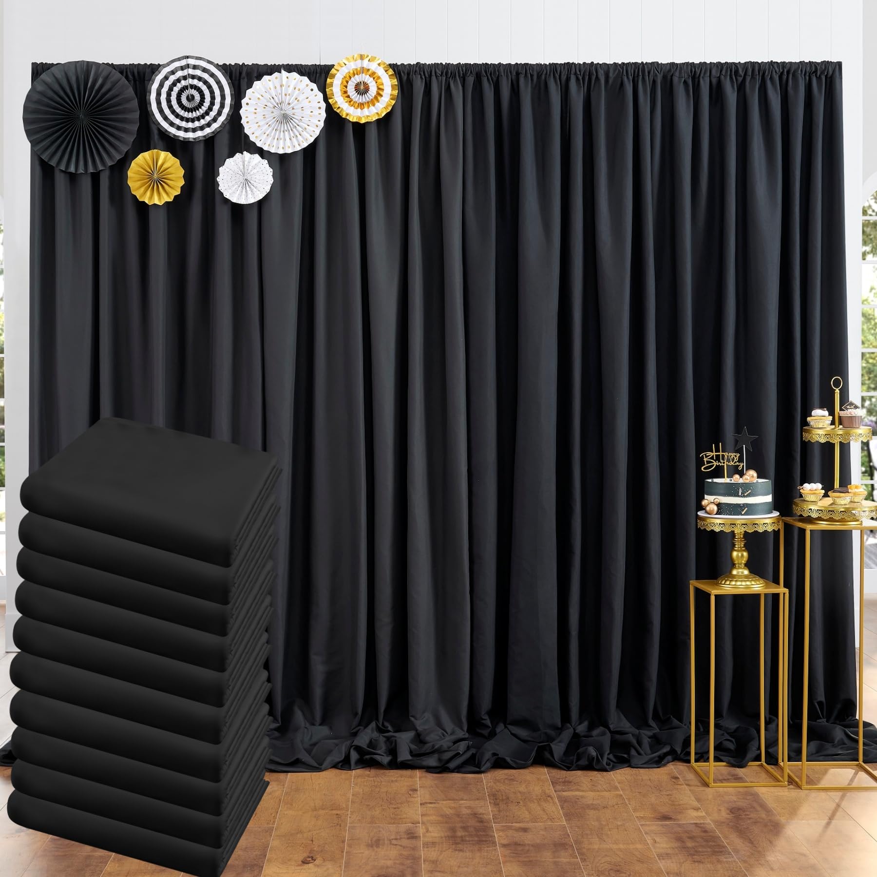 Amazon.com : 50 ft x 10 ft Thick Black Backdrop Curtain for Parties, 10 ...