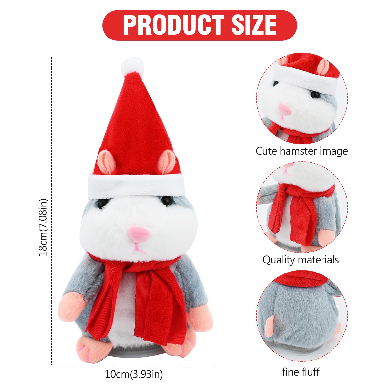 Christmas Talking Hamster Toy Electronic Hamster Toy Funny Repeats What ...