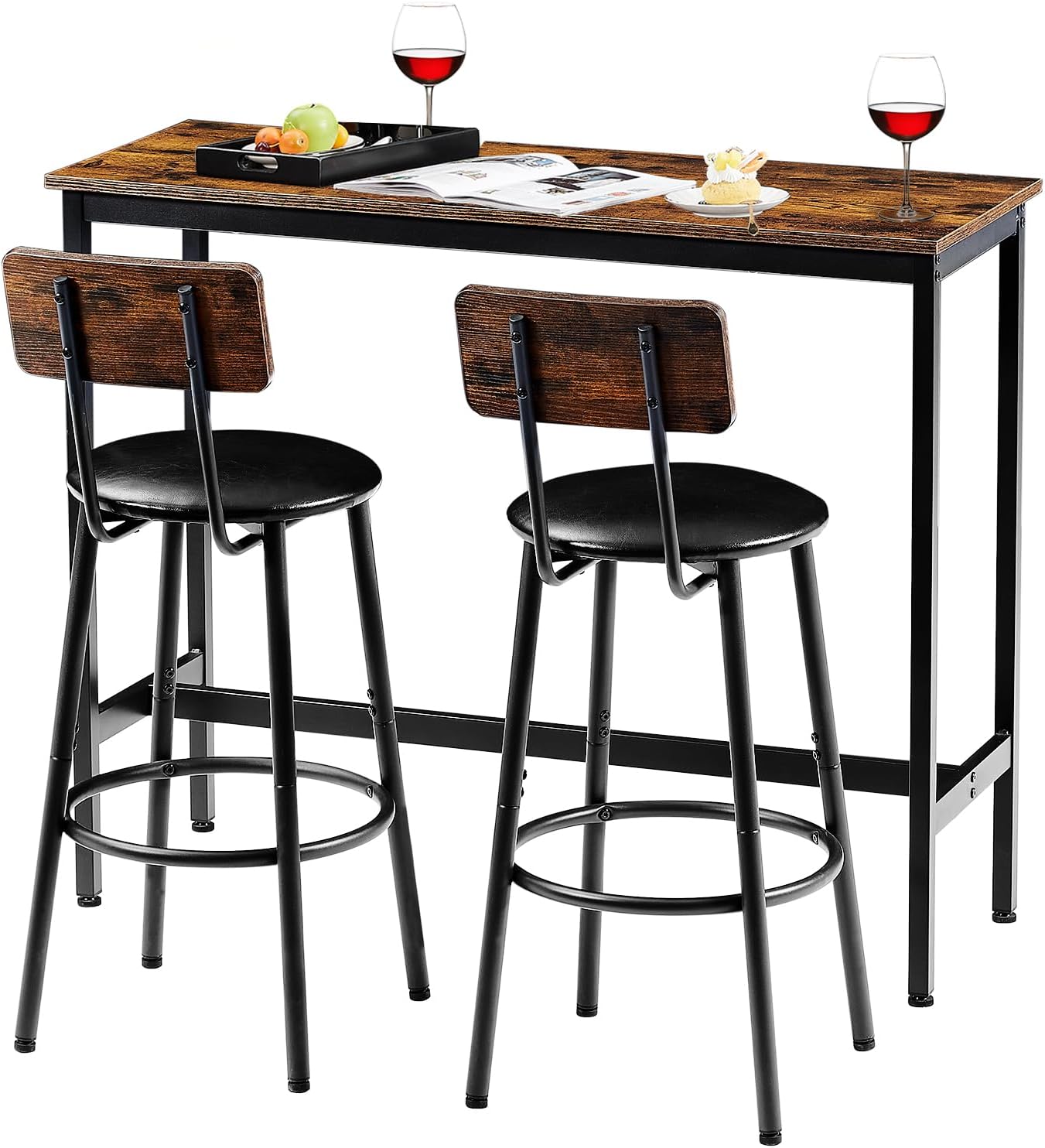 Amazon.com: GNIXUU 4 Piece Long Bar Table and Chairs Set, Industrial ...