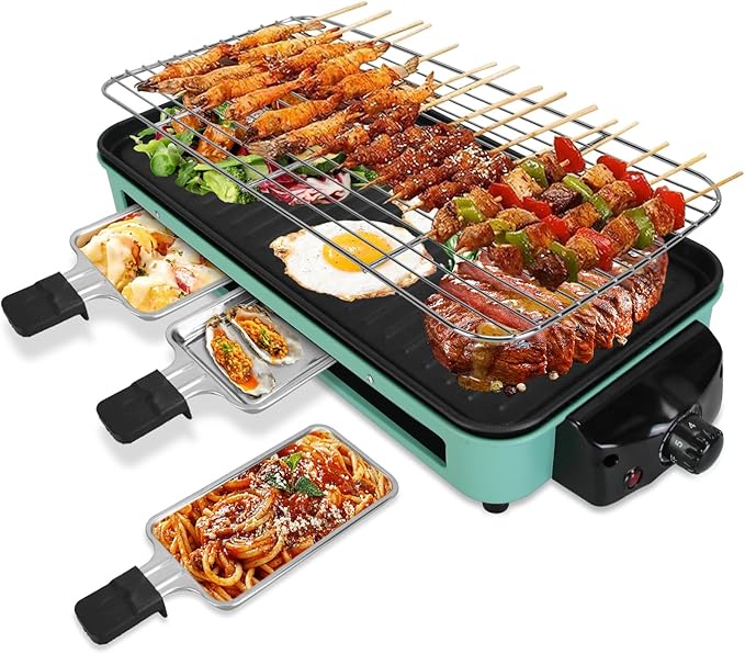 Amazon.com: 1500W Electric Indoor Grill,2 in 1 Portable Smokeless ...