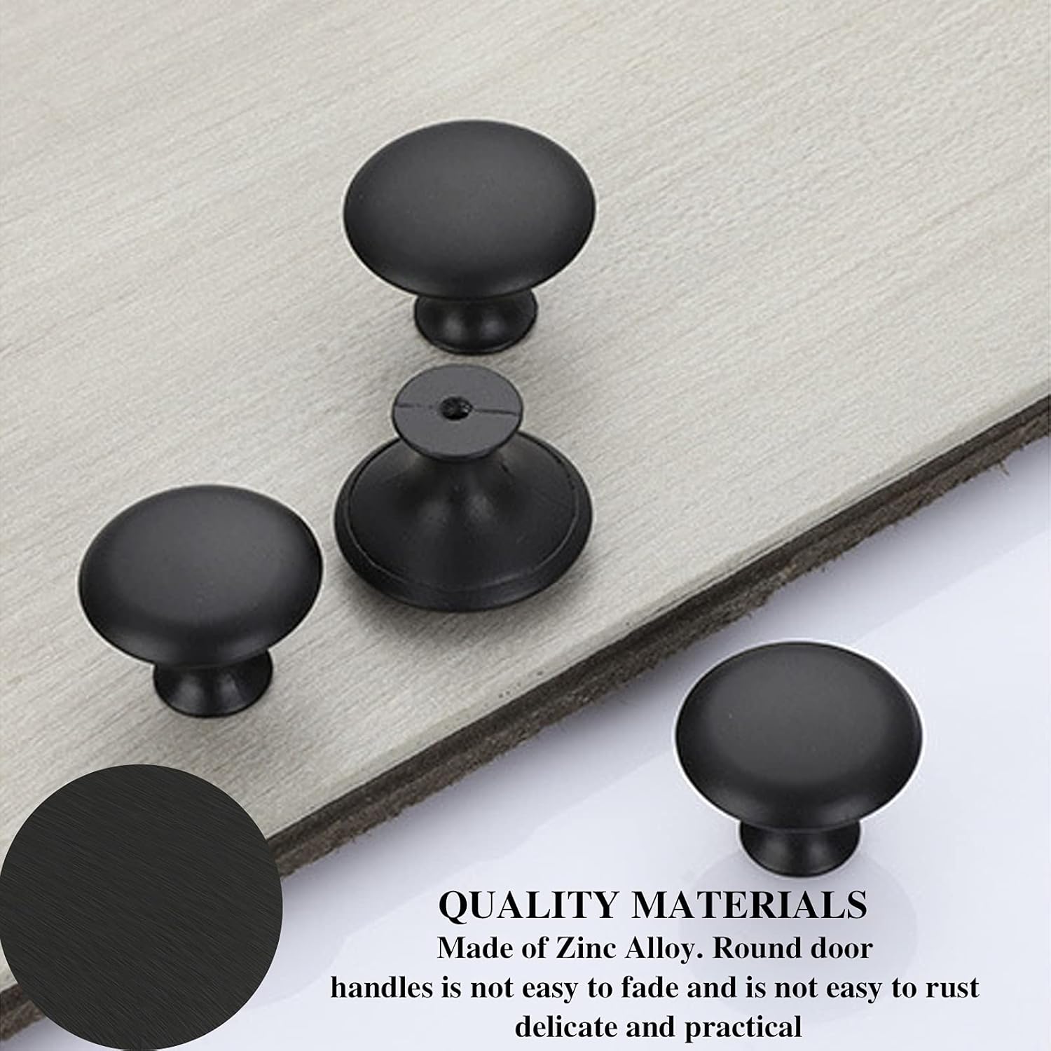 WDAFLG 12 Pieces 30mm Round Cupboard Knobs, Black Solid Knobs Handles Vintage Cabinet Knobs with ...