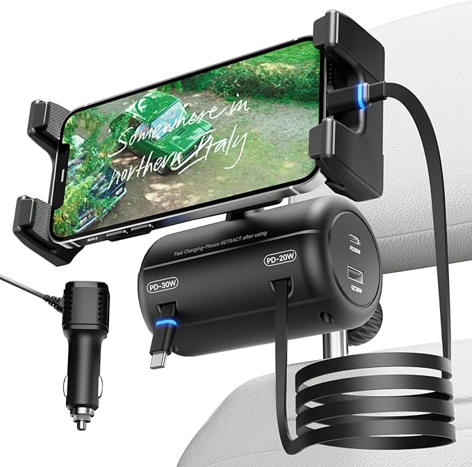 OHLPRO Retractable Car Charger Headrest, Car Charger 6 in 1 Ultra Fast ...