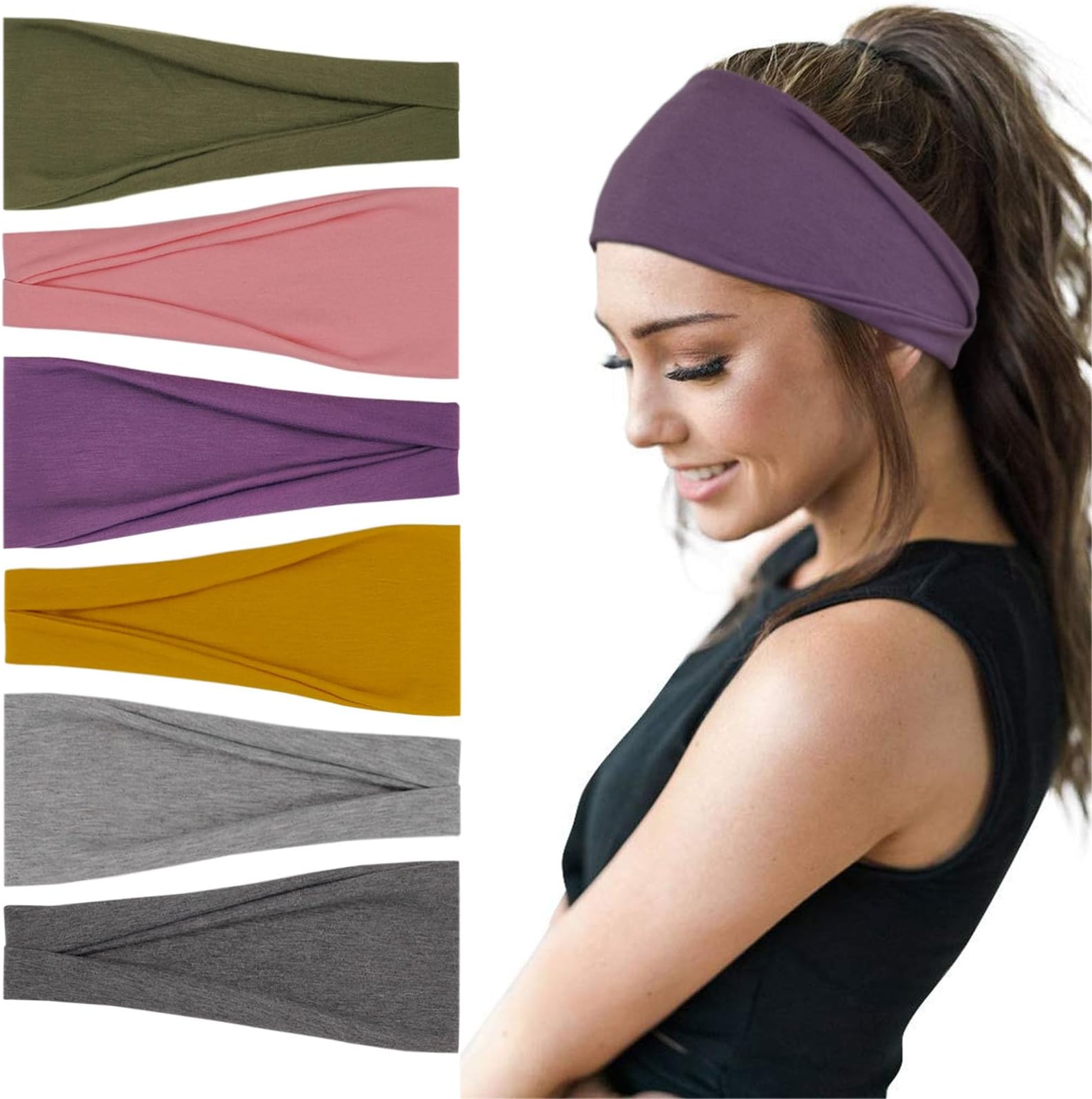 Amazon.com : YONUF Fashion Headbands For Women Wide Headband Yoga ...