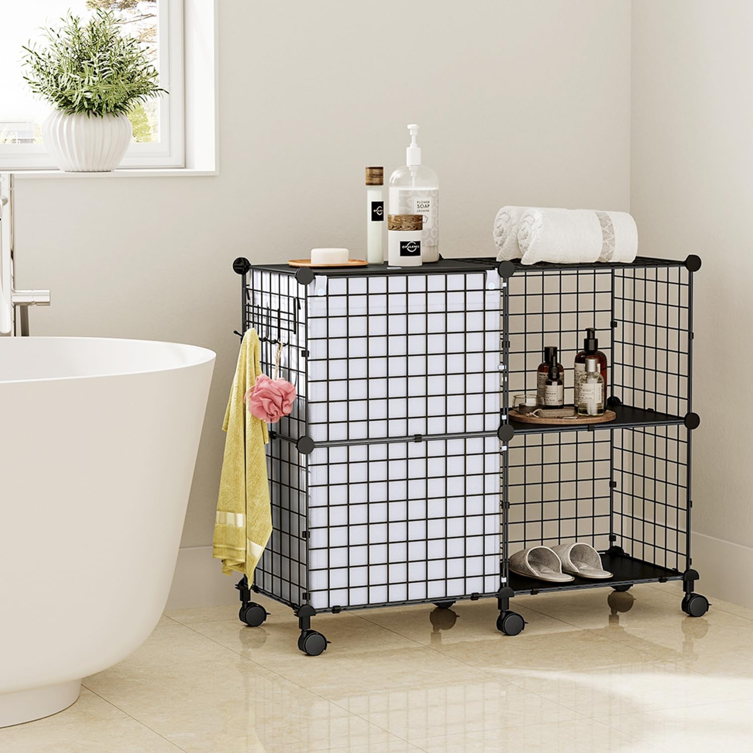 Amazon.com: Snughome Wire Laundry Hamper with Shelf, Laundry Basket ...