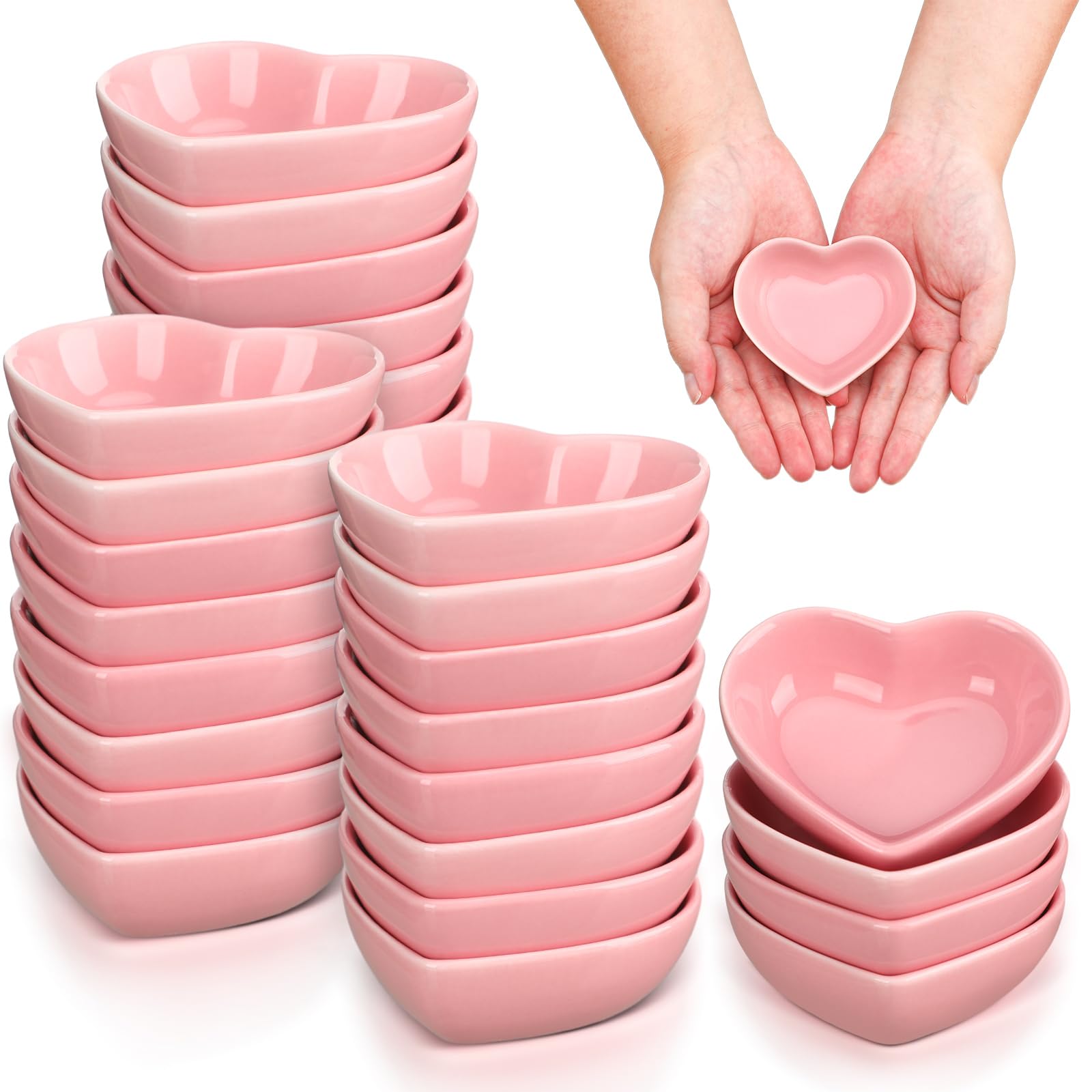 Amazon.com: Dandat 24 Pcs Heart Love Shaped Soy Sauce Dish Mini Ceramic ...