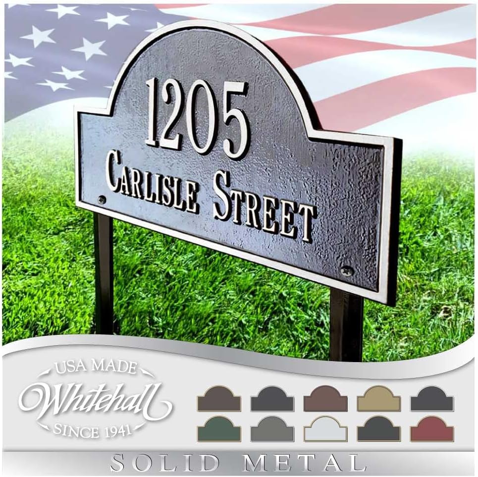 Amazon.com: Whitehall™ Personalized Cast Metal Address plaque - LAWN ...