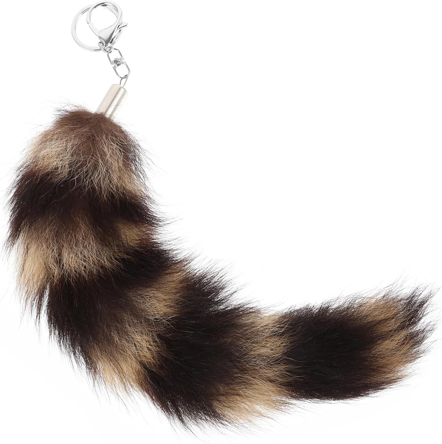 Abaodam Fur Faux Tail Soft Fluffy Animal Tail Bag Keychain Raccoon Tail ...