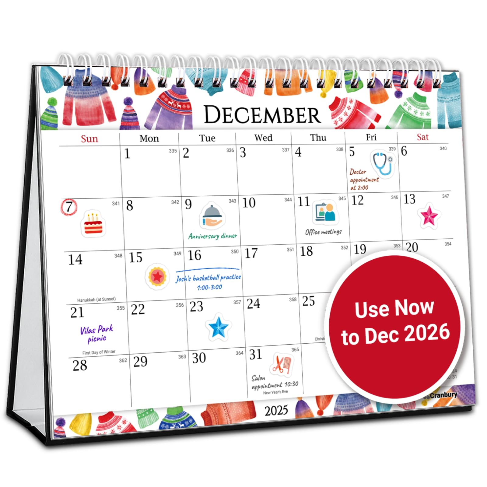Snapklik.com : CRANBURY Small Desk Calendar 2025-2026, Standing Flip ...