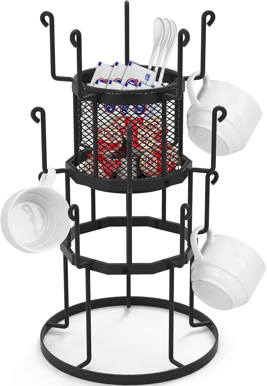 unho Coffee Mug Holder Stand: Wooden Countertop Tea Cup Rack Hanger ...