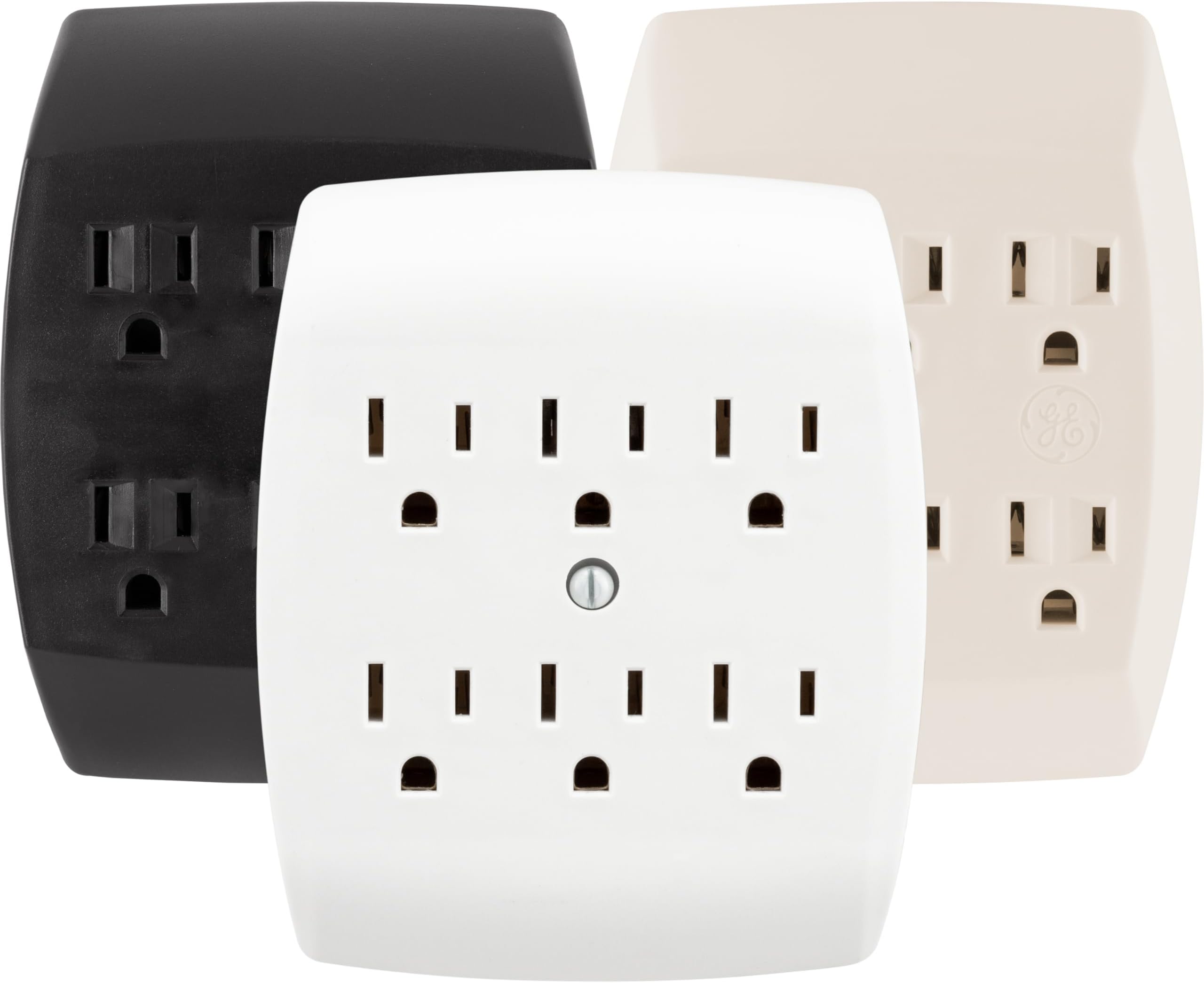 GE 6-Outlet Extender Wall Tap, Grounded Adapter, Charging Station, 3 ...