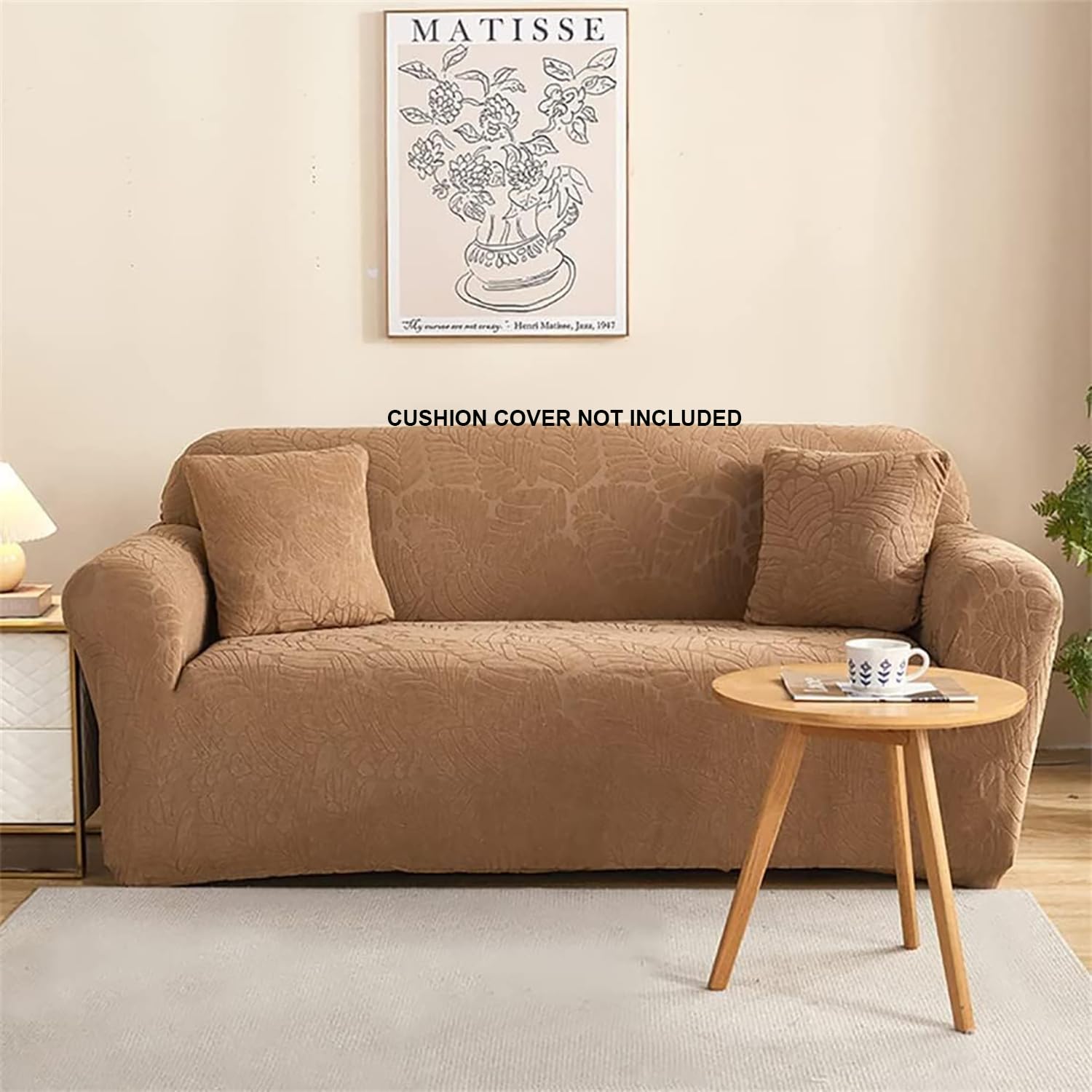 House of Quirk Universal Single Seater Jacquard Leaf Fabric Sofa Cover ...