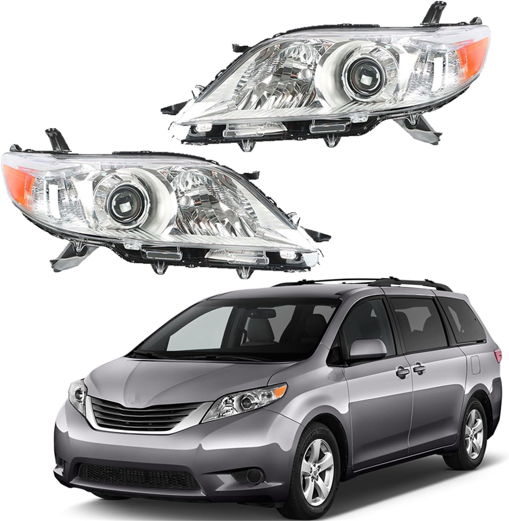 Headlights Assembly Replacement for 2011-218 Toyota Sienna, Amber ...