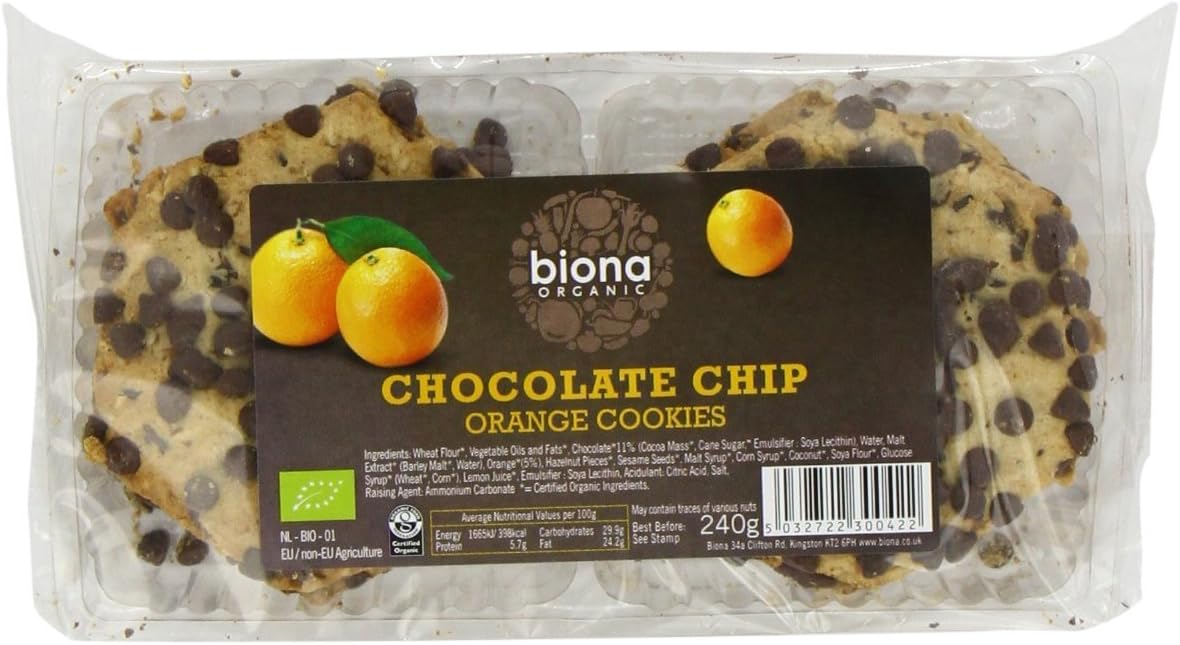 Biona Org Choc Chip Orange Cookies 240g : Amazon.co.uk: Grocery