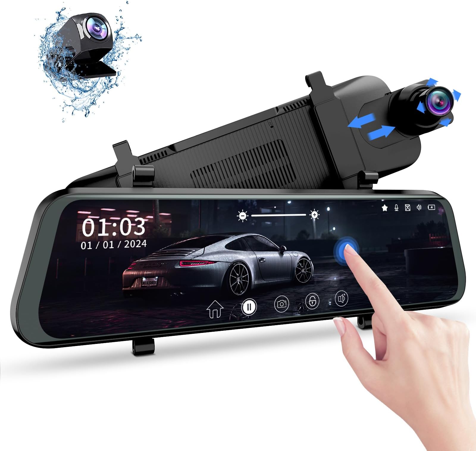 Amazon.com: PRUVEEO Mirror Dash Cam Front and Rear, Dual Dashcam 1080P ...