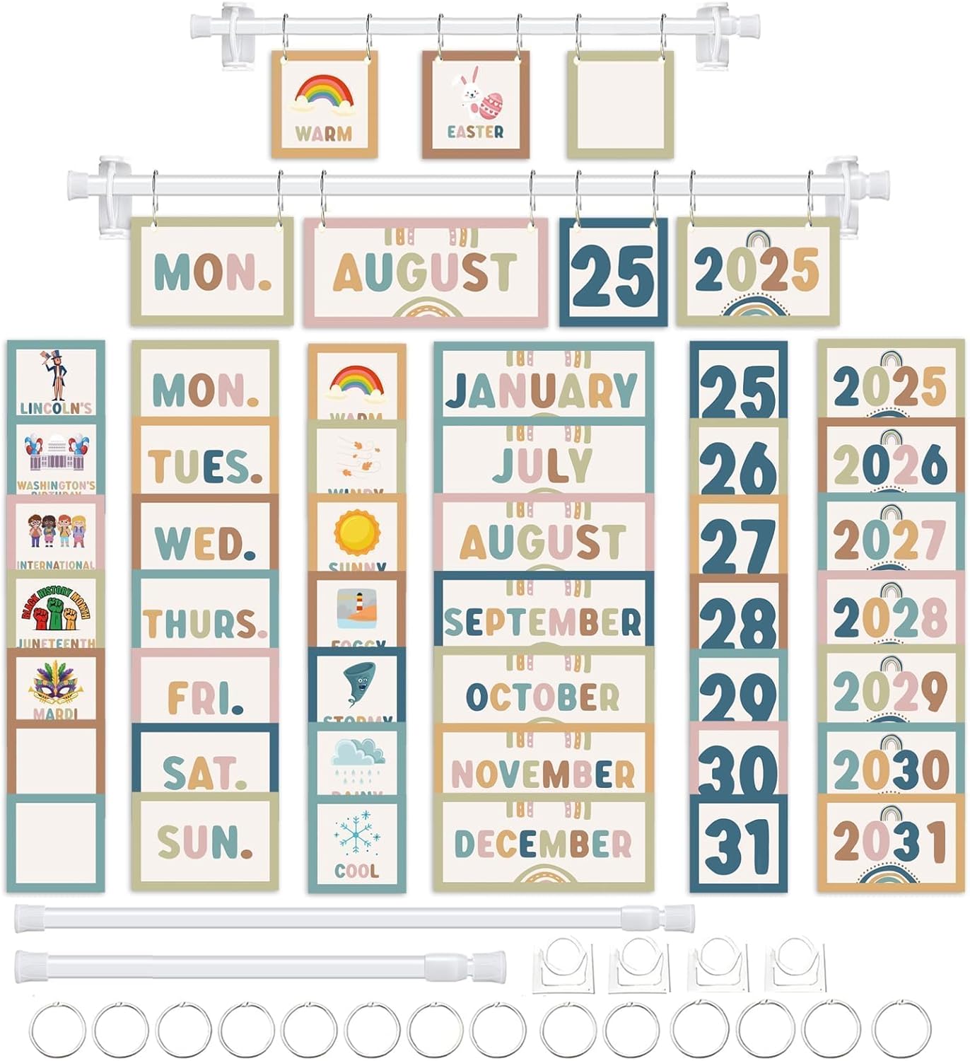 Amazon.com : EggSun 96Pcs Boho Classroom Calendar Bulletin Board Set ...