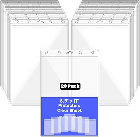 Amazon.com : 20 Pcs Heavy Duty Sheet Protectors 8.5 x 11 Clear, Heavy ...