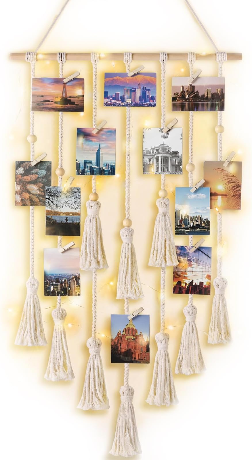 Amazon.com: Amyhill Hanging Photo Display Boho Macrame Photo Wall ...