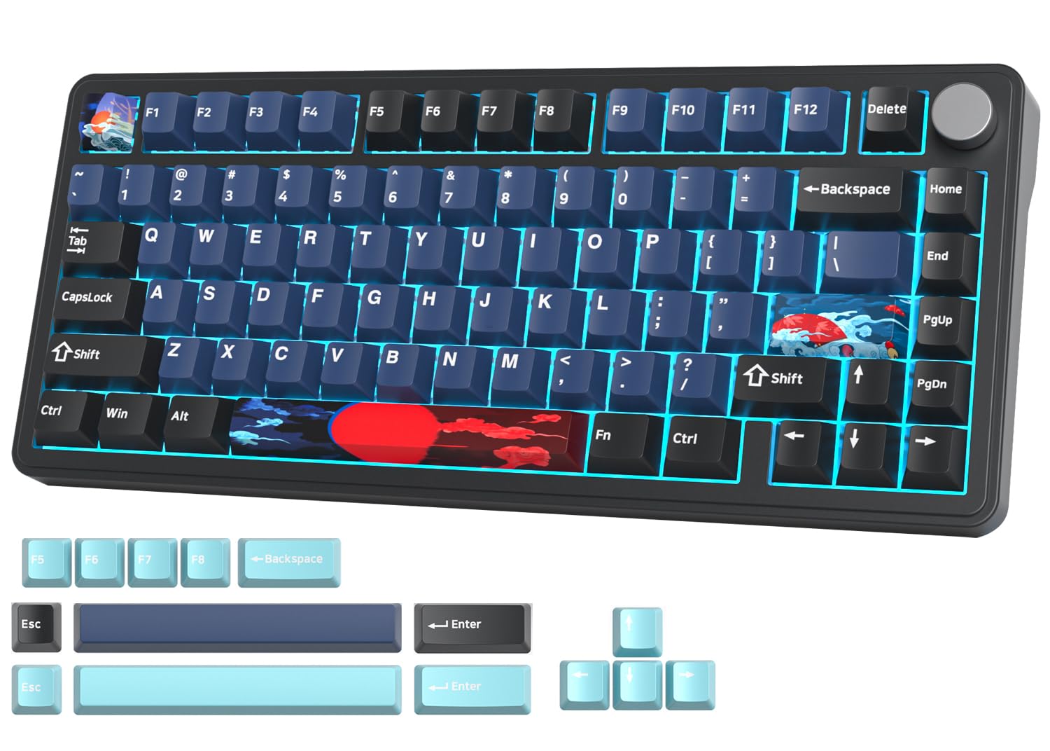 Fogruaden M75 Wireless Creamy Keyboard 75% Mechanical Gaming Keyboard ...