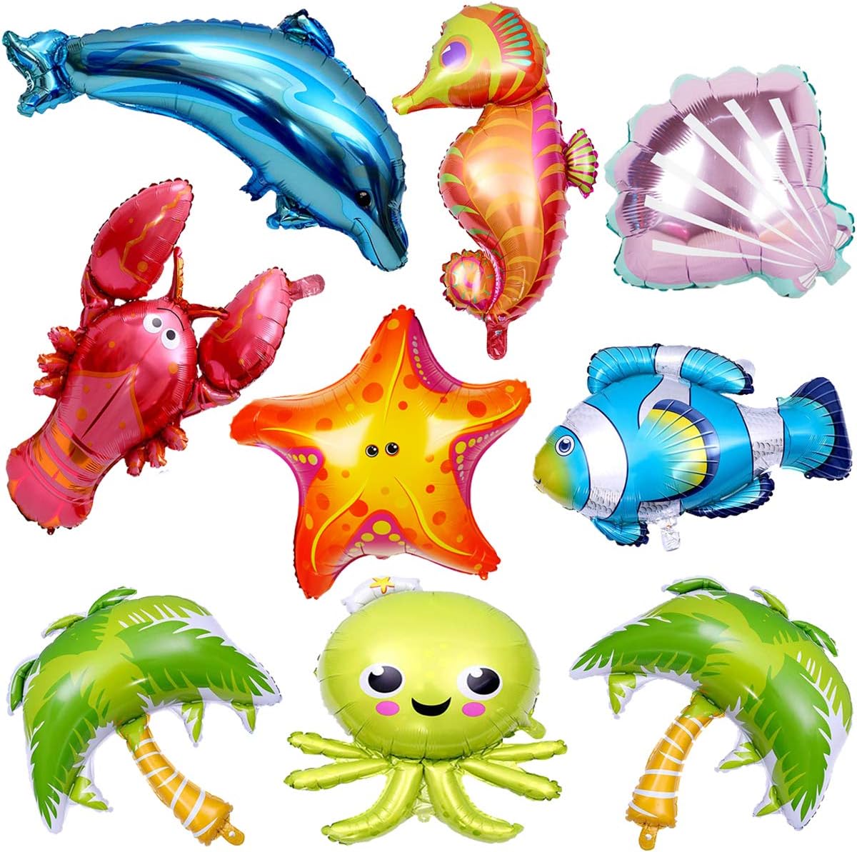 Amazon.com: 9 Pcs Large Ocean Animals Balloons Cartoon Fish Balloons ...