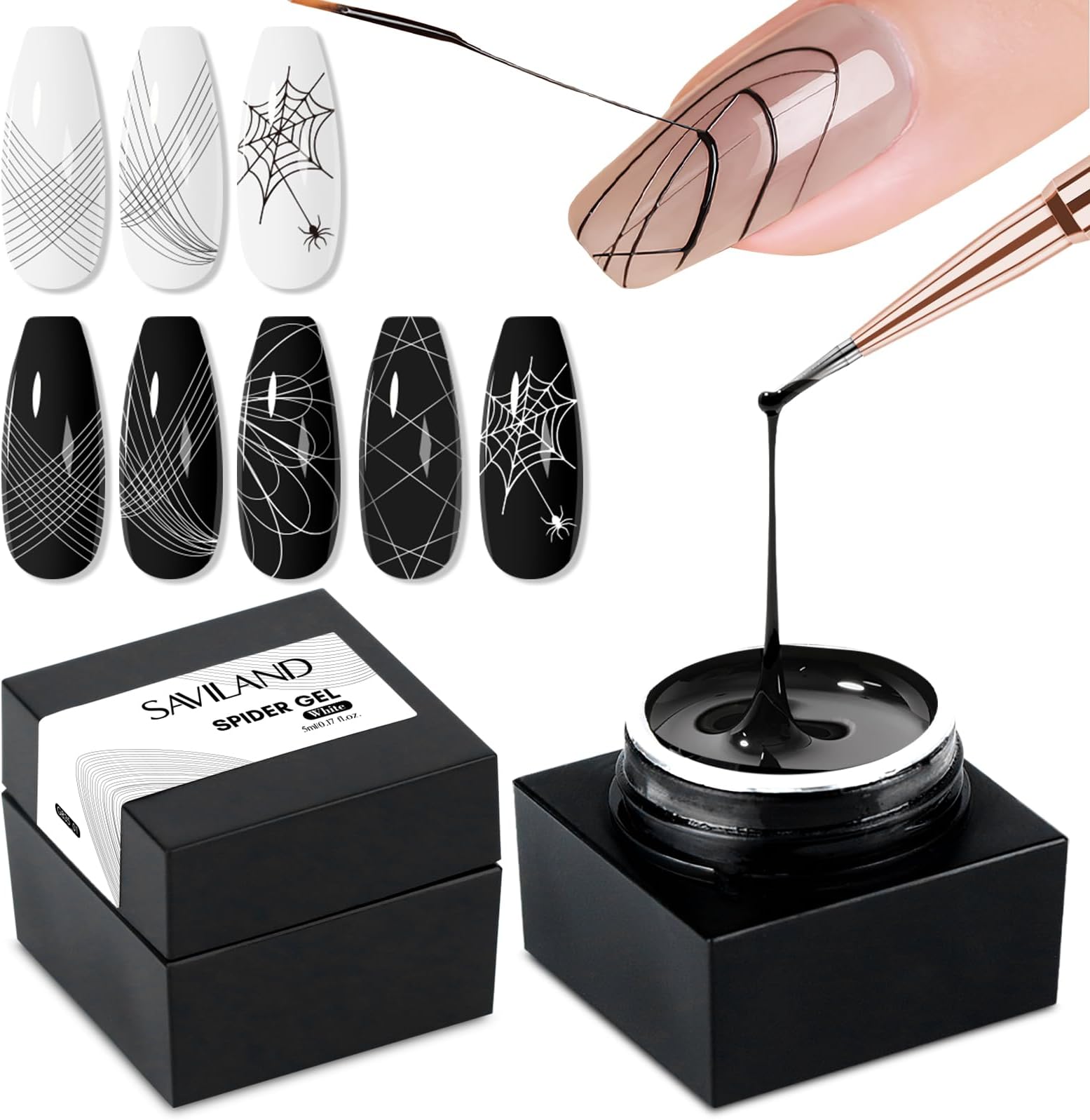 Amazon.com : SAVILAND 2 PCS Spider Gel Set: Black & White Spider Gel ...