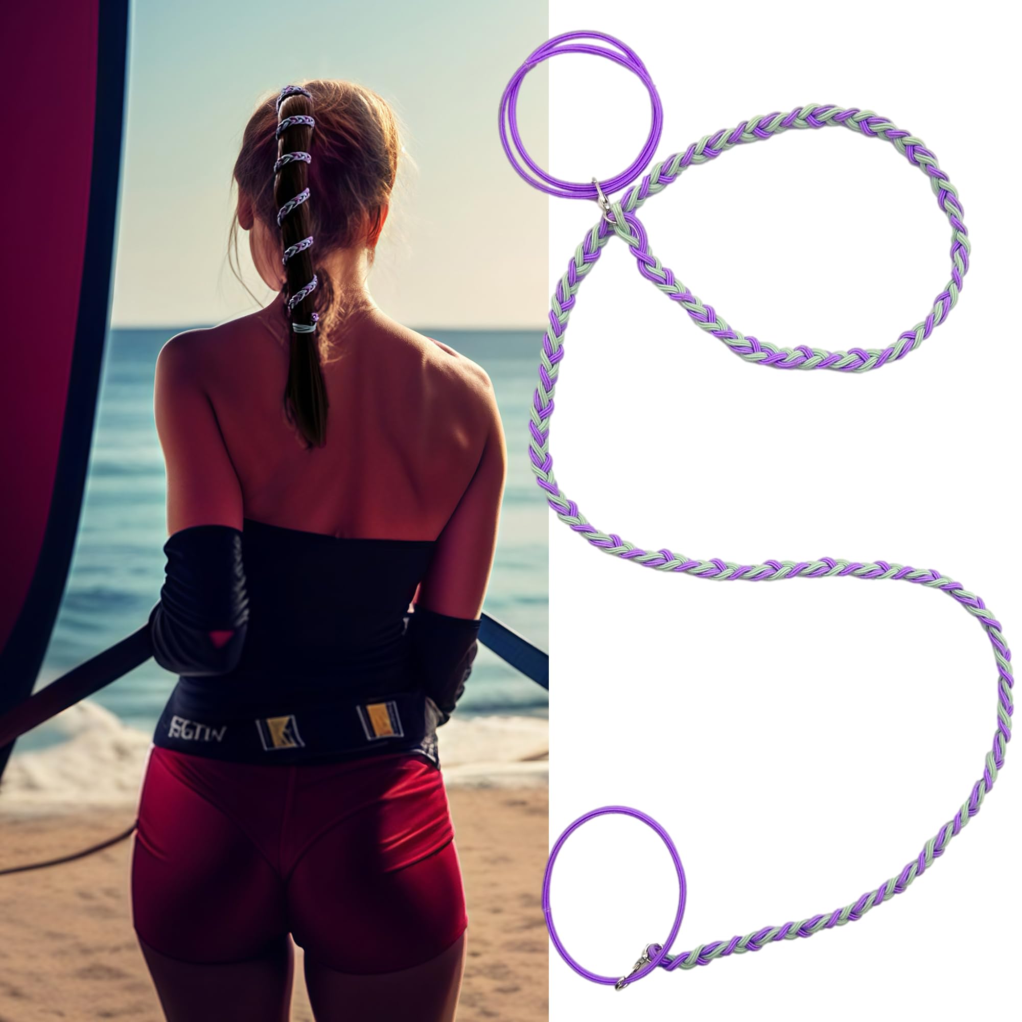 Rip Tie Hair Ties Ponytail Holders for Water Sports, Hair Bobbles for Thick Hair Scrunchies No ...