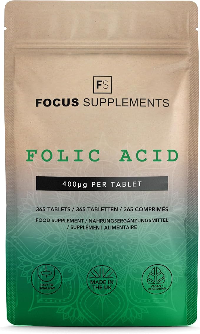 FS Folic Acid | 365 Folate Supplements - 400µg Folic Acid Tablets per ...