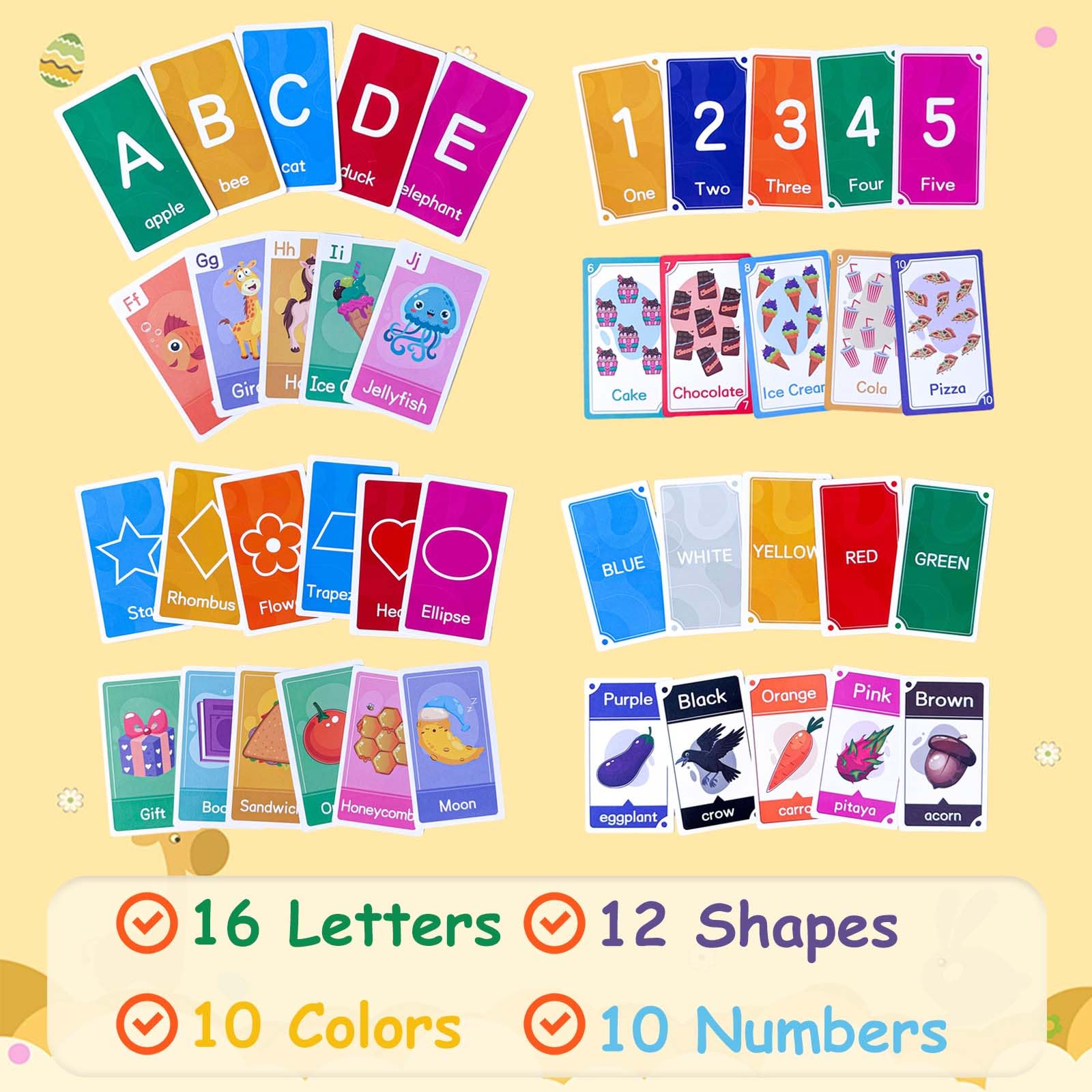 58 Baby Flash Cards For Toddlers Age 1 2,Double Sided Learning Cards ...