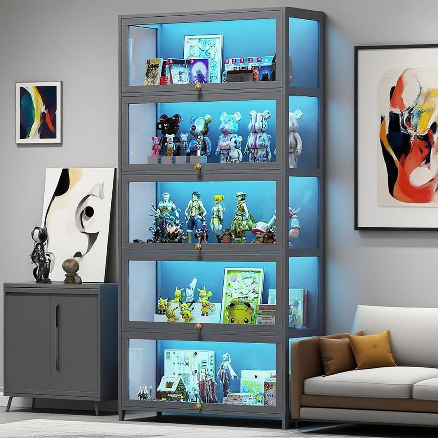 Amazon.com: 5-Tier Display Cabinet with Acrylic Doors, 67.5 ...