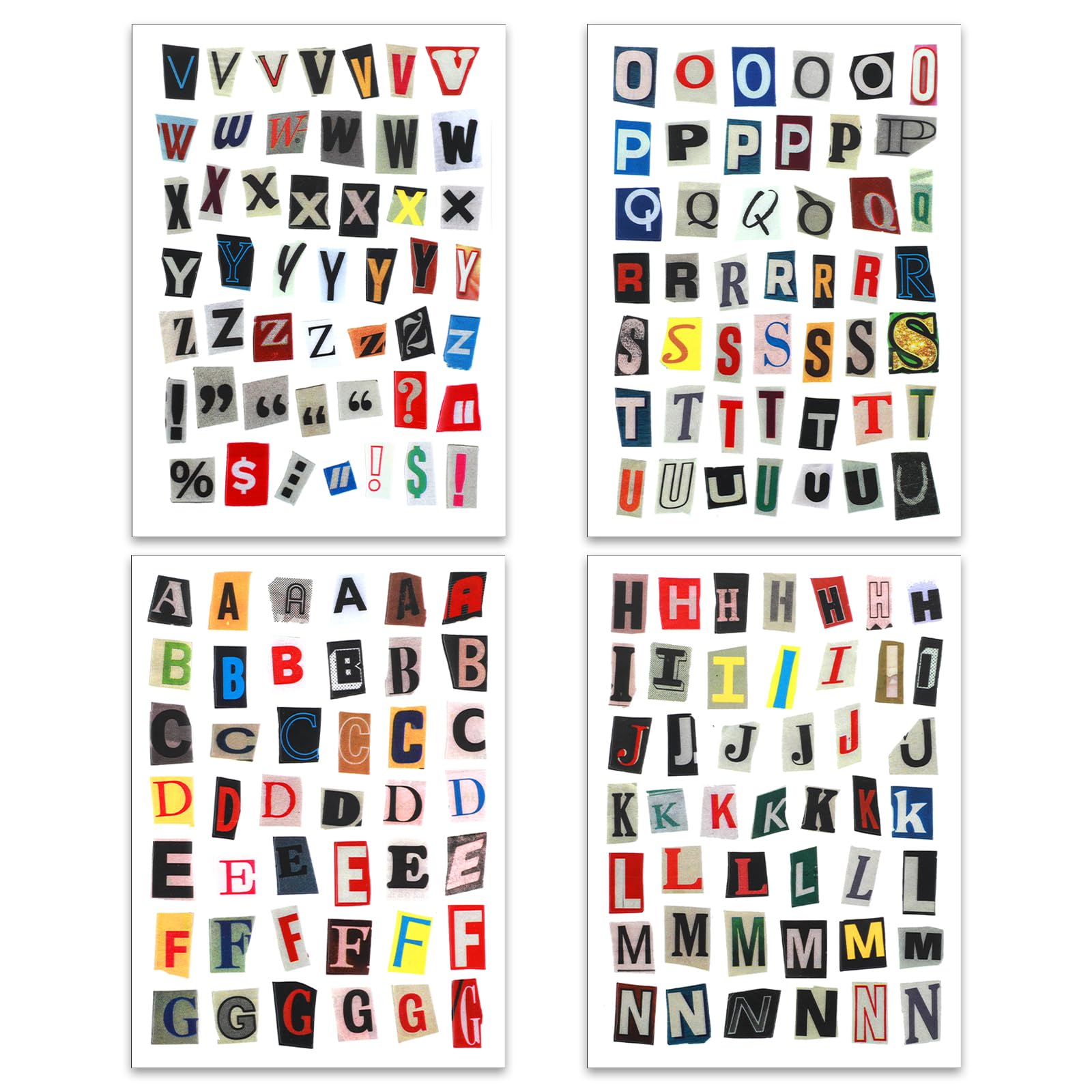Snapklik.com : 181pcs / 4 Sheets Retro Alphabet Stickers, Vintage ...