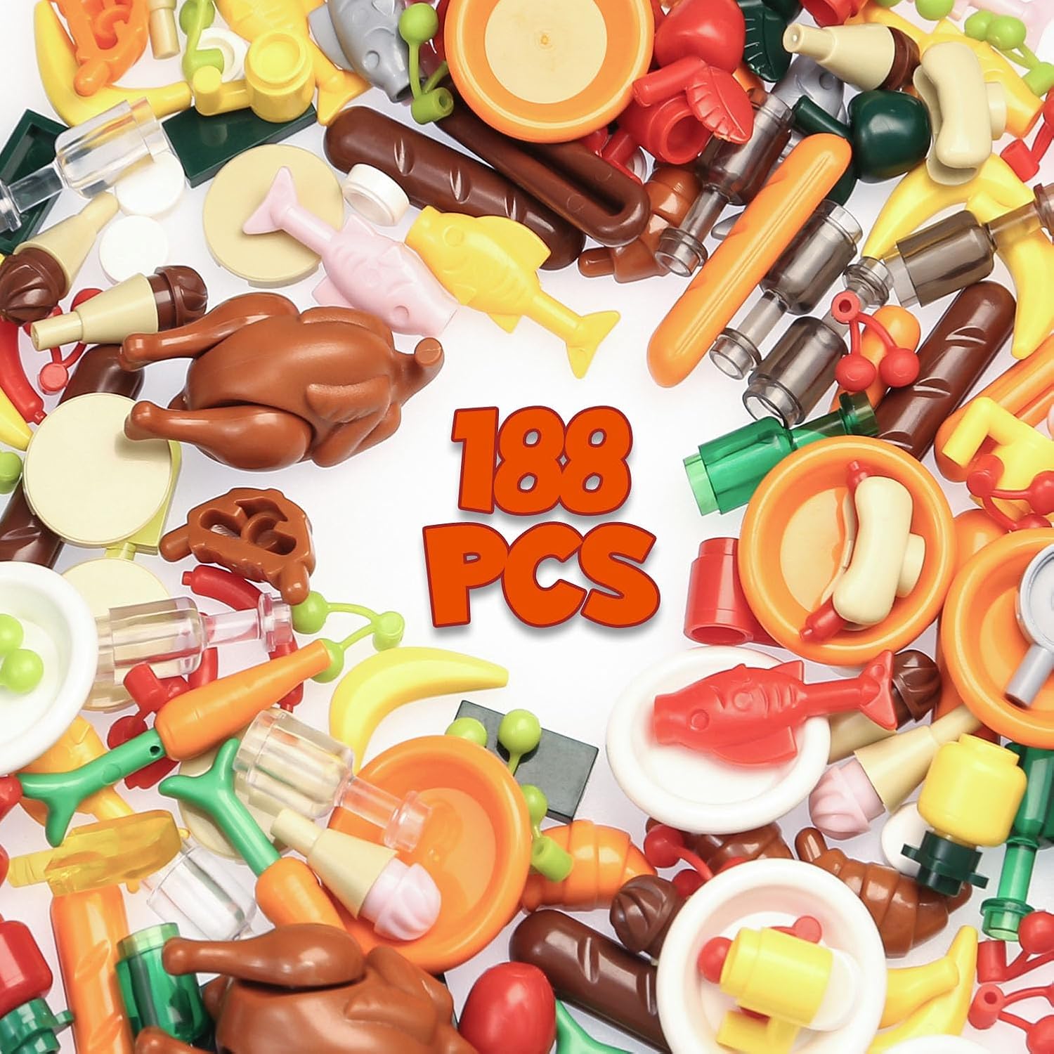 BrickBounty City-Food Bricks Set, Picnic Toys Kitchen Fram Restaurant DIY Pieces Parts Ice-Cream ...