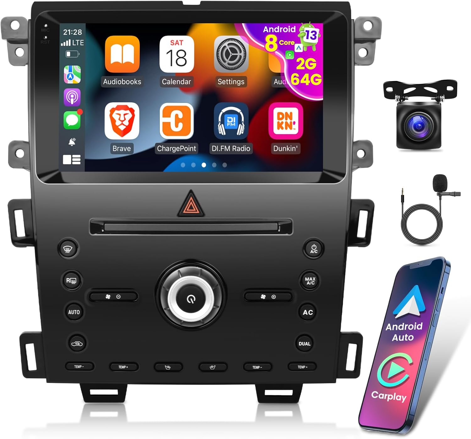 Amazon.com: EKAT [8 Core 2G+64G] Car Radio for Ford Edge 2011 2012 2013 ...