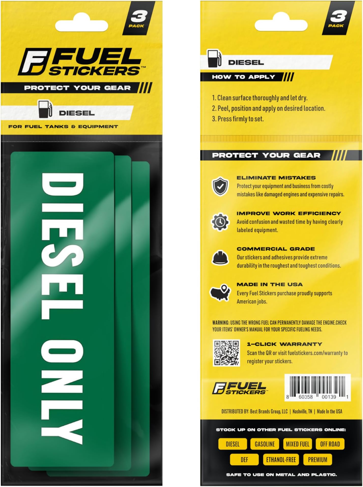 Amazon.com: 3 pcs Set Diesel Only Sticker for Fuel Tank, Diesel Vinyl ...