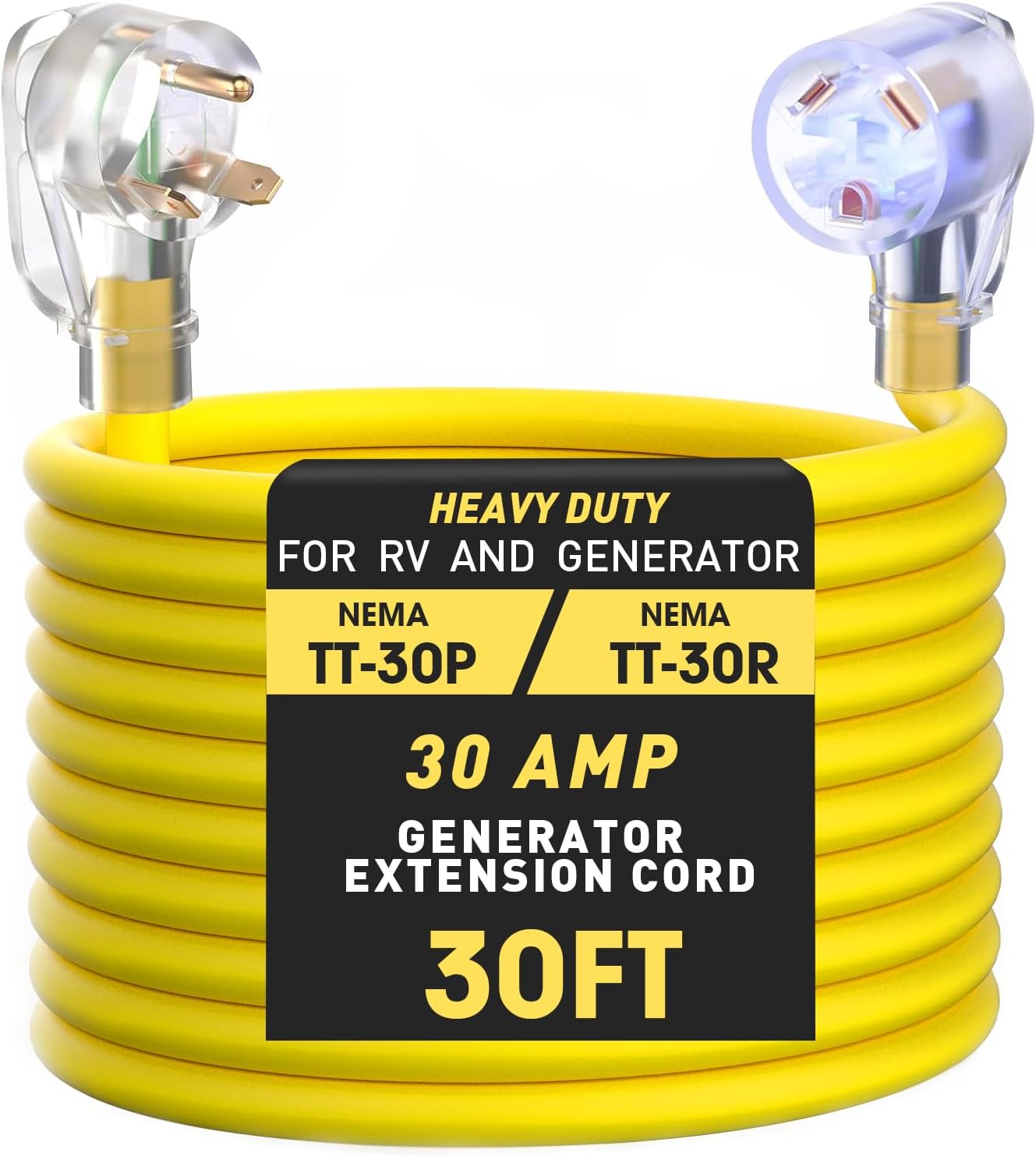 30 Amp RV Extension Cords - 30 Feet: NEMA TT-30P to TT-30R, RV Power Adapter with LED Indicator ...